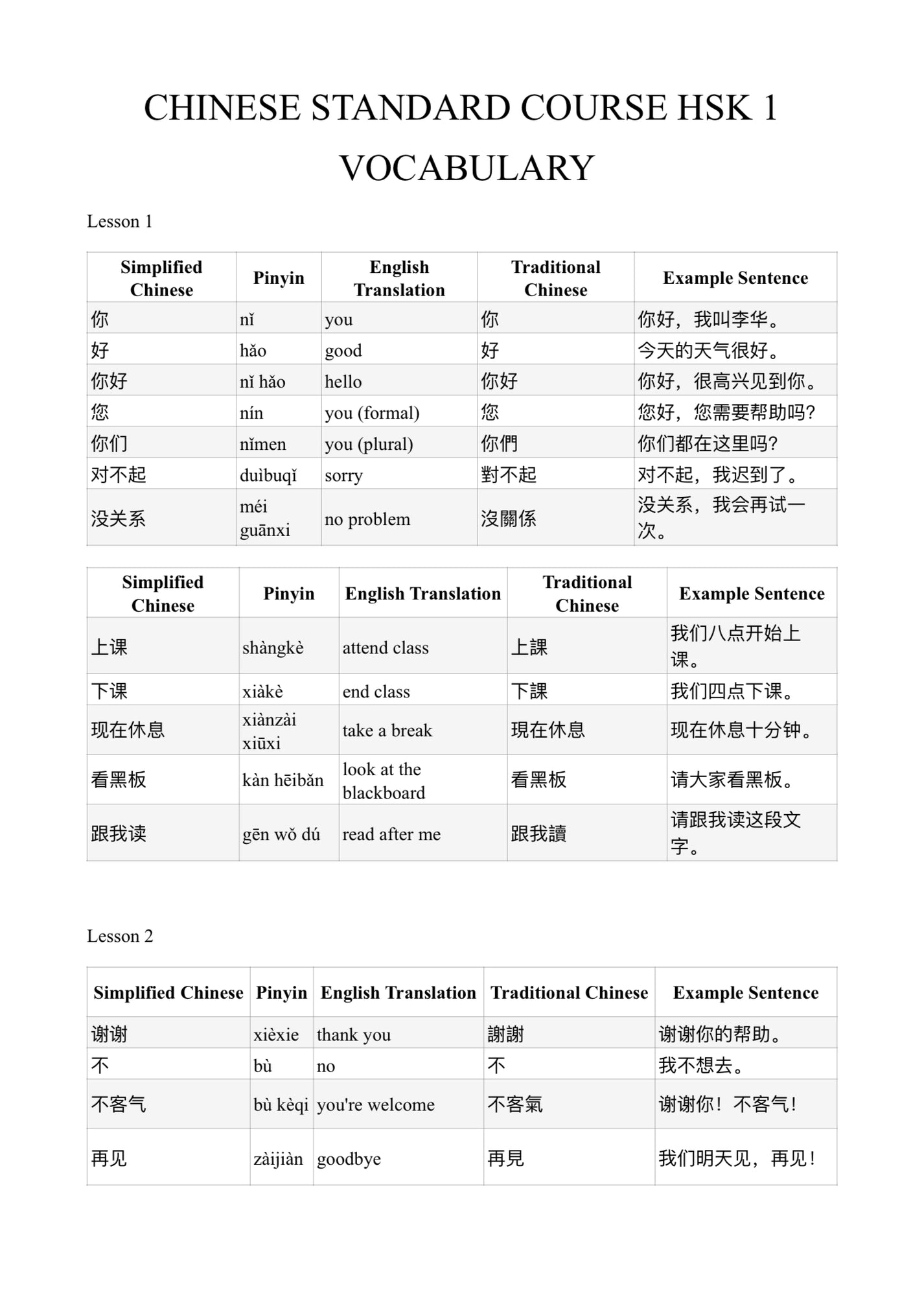 FREE COPYBOOK Chinese STANDARD COURSE HSK 1 | learn Chinese Calligraphy ...